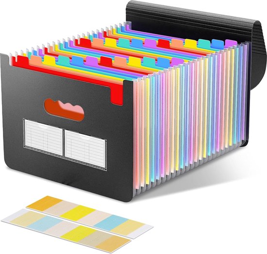Documentenmap A4, opbergmap met vouwvakken, 24 vakken, met deksel ...