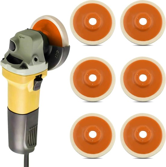Polijstschijf van wol - 6 stuks 125 mm - polijsten marmer glas keramiek ...