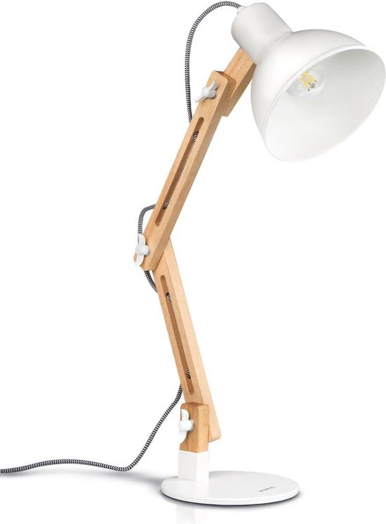 Zwenkarm-bureaulamp houten design - tafellamp leeslamp studielamp ...