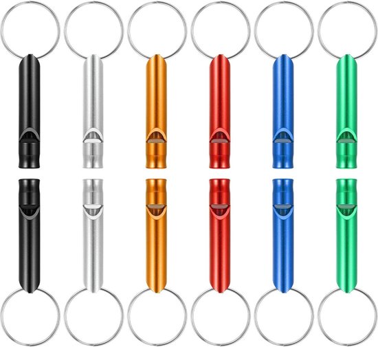 12 stuks Aluminium fluitje met sleutelhanger voor noodgevallen - luid ...
