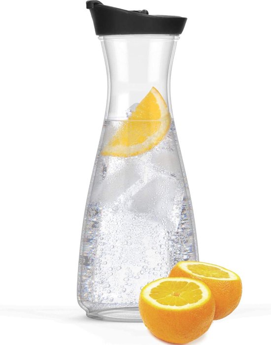 Glazen karaf met deksel en praktische schenktuit - waterkaraf van ...
