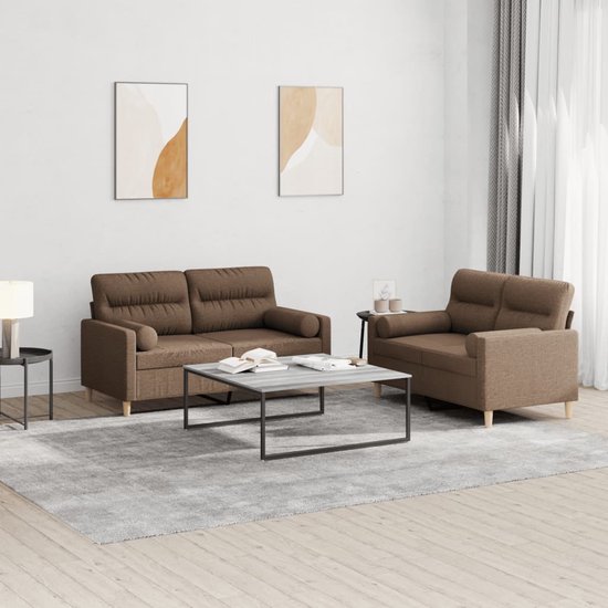 vidaXL Loungeset 2-delig - Bruin - Inclusief Kussens Loungeset - 2 ...