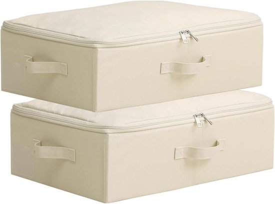 Foldable Zip Storage Bins - Set of 2 Washable Stackable Narrow Storage ...