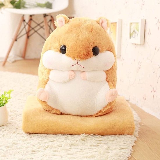 2 in 1 Hamster Knuffel Knuffel Hamster Kussen met Knuffeldeken Super ...