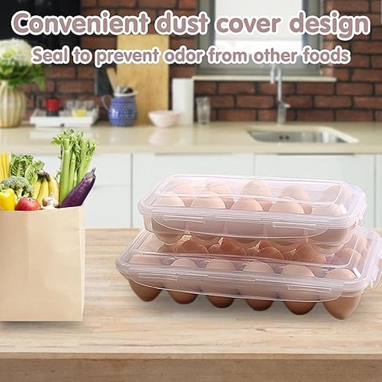 Set van 2 eierdozen, opslag voor 10 eieren, eiercontainer voor koelkast ...