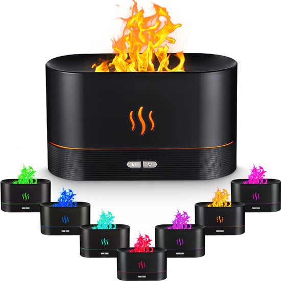 Aromadiffuser met vlameffect, luchtbevochtiger met vlamdiffuser, 180 ml ...