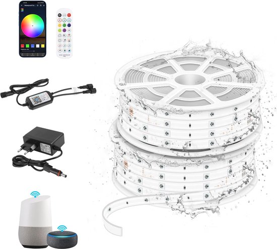 Waterdichte LED strip 50m met Wifi voor Buiten – RGB IP67 – Smart ...
