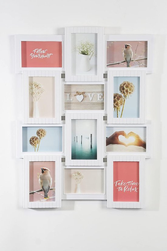 Witte Fotolijst Collage voor 12 Foto's - Kunststof Fotolijst voor ...