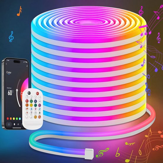 Flexibele 20m RGB Ledstrip met Afstandsbediening en App-bediening ...