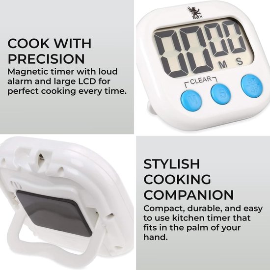 Digitale Keuken Timer met Groot LCD-scherm en Luid Alarm - Magnetische Countdown Klok... | bol