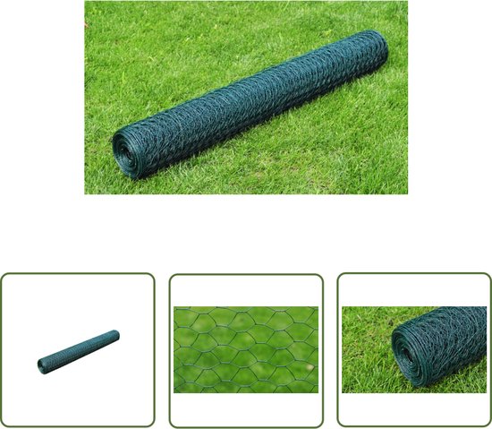vidaXL Tuingaras - Kippengaas - Kippengaas 25x0,75 m staal met PVC ...