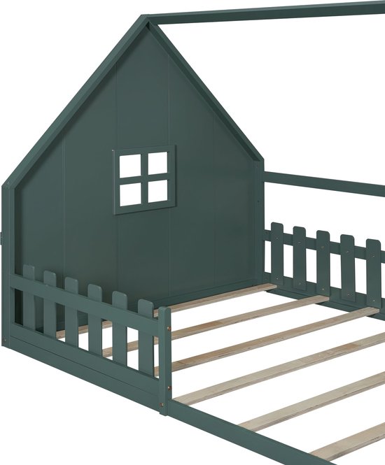 Merax Kinderbed in Huisvorm – 140x200 cm - Bed met Houten Lattenbodem ...