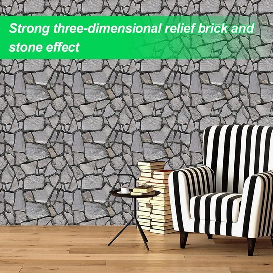 Nevolis Pack of 40 Wall Cladding Stone Look 30 x 30 cm - Waterproof PVC ...
