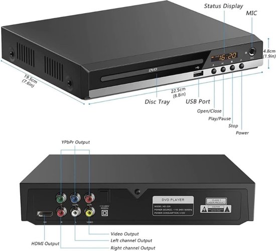 HDMI DVD-speler voor Smart TV - Ondersteuning 1080P Full HD, CD VCD ...