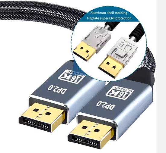 AceStore DP2.0 Display Kabel 1 Meter – Gold Plated, tot 16K@60Hz, Verkrijgbaar in 1m,... | bol