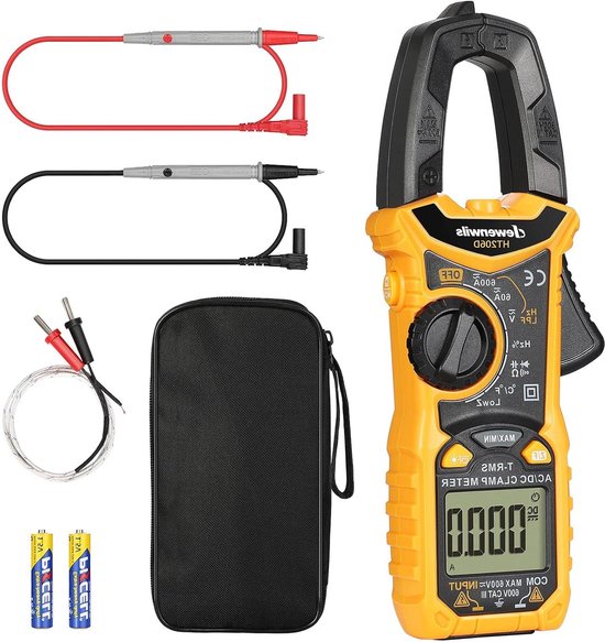 6000 counts stroomtang - 600 A AC/DC ampèretang - True RMS - CAT III ...