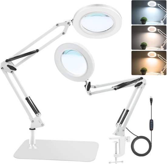 Verbeterd 2-in-1 Vergrootglas met Licht en Standaard - 10x Magnificatie ...