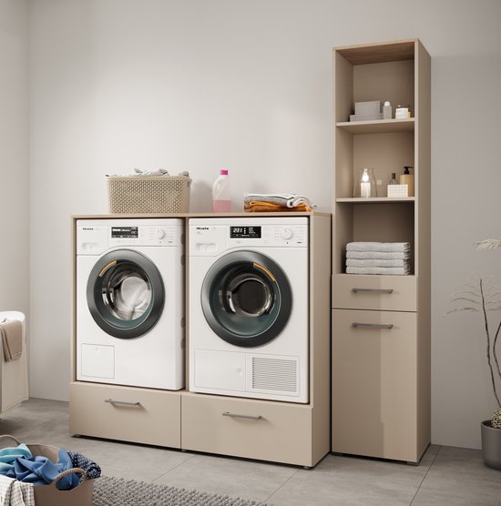 MEUBELLA Wasmachine kast Rowley 2 - Beige - Wasmachine, droger, meubel ...