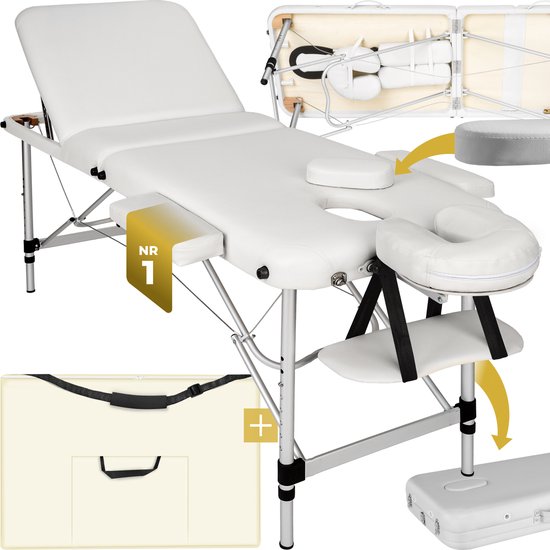 tectake® 3 Zones Massagetafel met 5 cm Dikke Vulling en Aluminium Frame ...