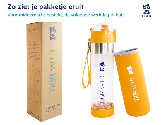 TIGR Waterfles met fruitfilter - Fruit filter infuser - 100% BPA vrij ...