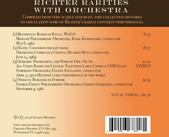 Richter Rarities With Orchestra (Ravel. R Strauss. Scriabin. Beethoven, Sviatoslav... | bol.com