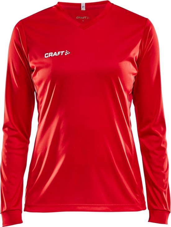 Craft Squad Jersey Solid LS Shirt dames Sportshirt - Maat M - Vrouwen - rood/wit | bol