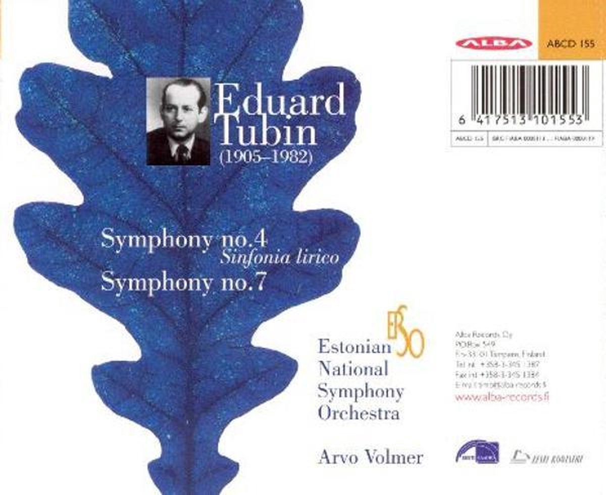 Eduard Tubin: Complete Symphonies, Arvo Volmer | CD (album) | Muziek ...