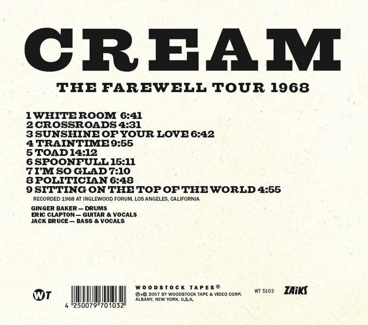 Cream - Farewell Tour 1968, Cream | CD (album) | Muziek | bol.com