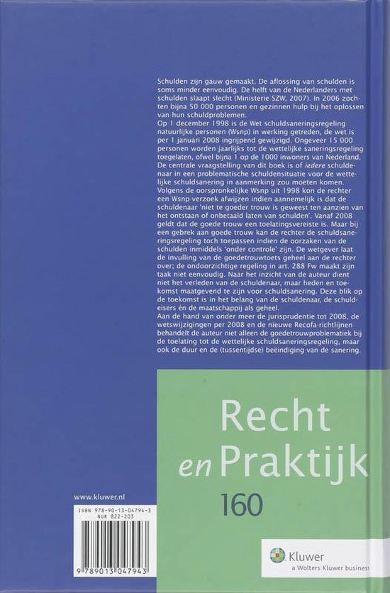 Recht en praktijk 156 - Wsnp en goede trouw | 9789013047943 | A.J ...