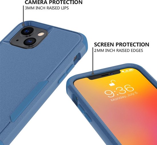 Mobiq - Coque d'armure superposée iPhone 13 | Turquoise | bol.com