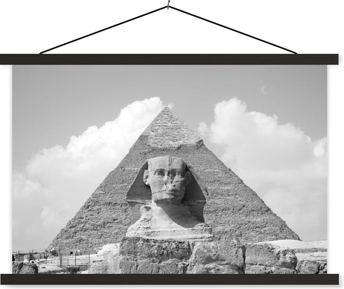Sfinx voor de grote piramide van Giza - zwart wit | bol.com
