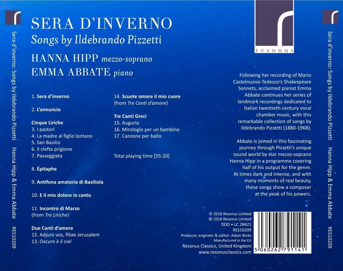 Hanna Hipp - Sera D'inverno - Songs By Ildebrando Pizzetti (CD), Emma ...