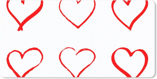 Bureauonderlegger - Een tekening met zes rode hartjes - 60x30 - Muismat ...