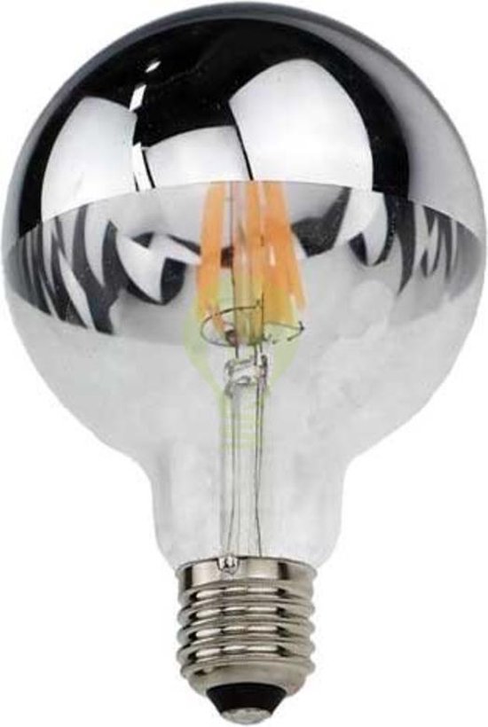 LED kopspiegel Filament lamp 7W | Globe G95 | Zilver | 2700K - Warm wit | bol