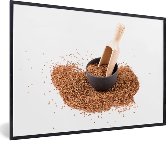 Fotolijst incl. Poster - Zwarte kom vol met boekweit korrels en een ...