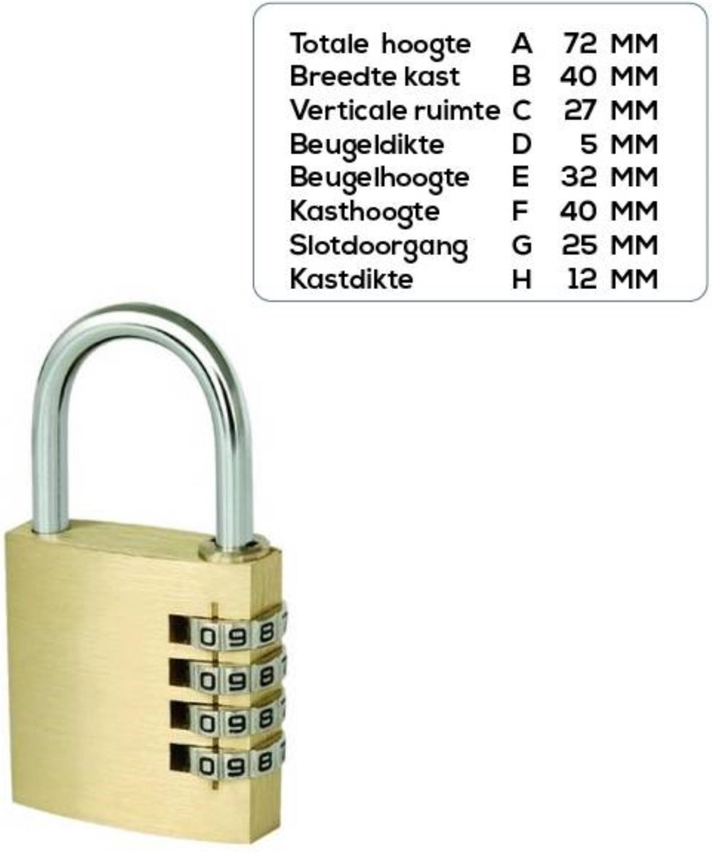 Tri-Circle Hangslot met cijfercode Codeslot 40mm - 10 stuks | bol.com