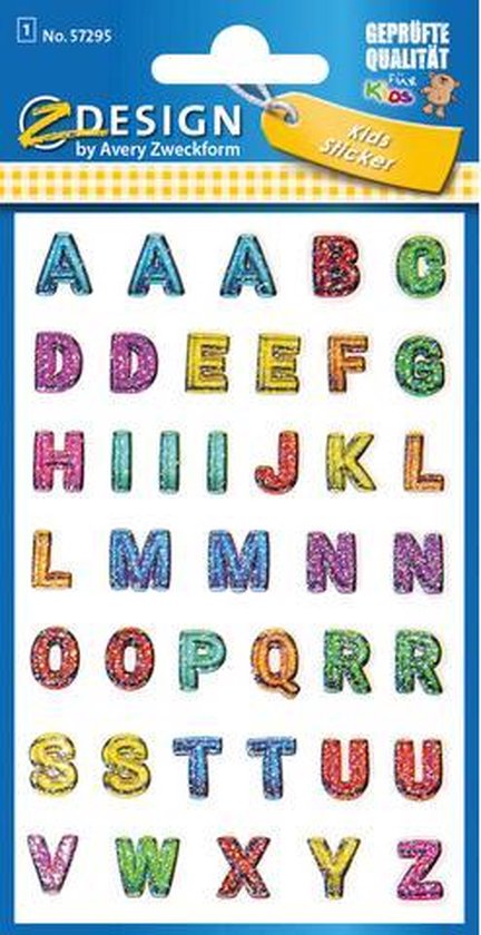 Avery Glitter etiket Z-design Kids - pakje a 1 vel letters | bol.com