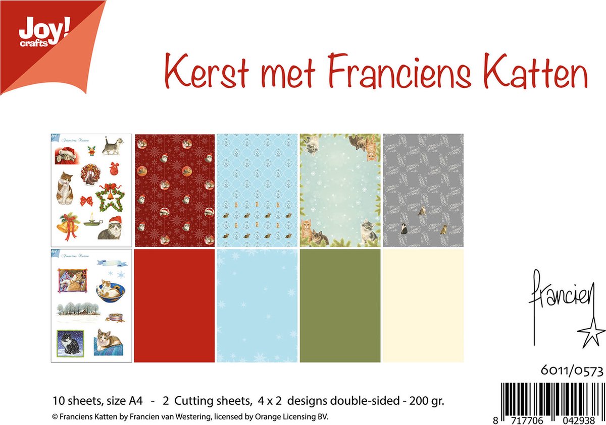 Joy! Crafts Papierset - Kerst met Franciens Katten A4 - 10 vel - 2 ...