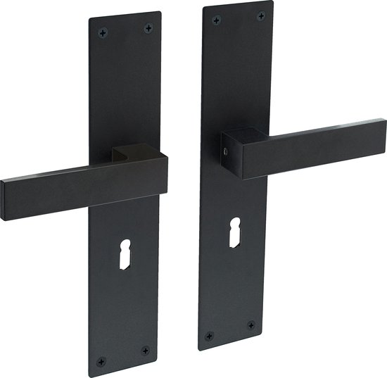 Deurkruk Lavuzo Trapini Zwart | Deurklink op schild SL72 | Per set ...