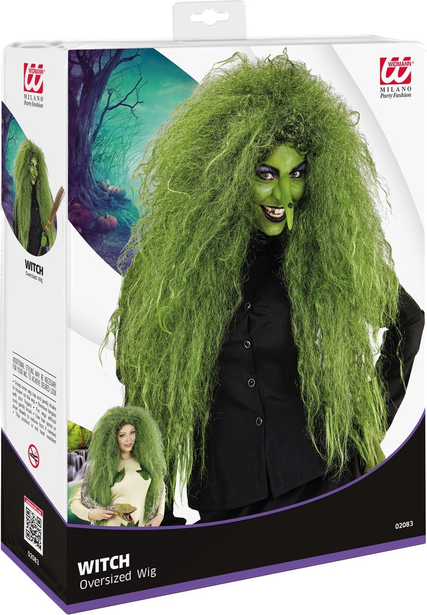 WIDMANN - Grote groene heks pruik voor vrouwen - Pruiken | bol.com