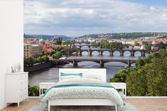 Behang - Fotobehang Wolken - Praag - Bruggen - Breedte 600 cm x hoogte ...