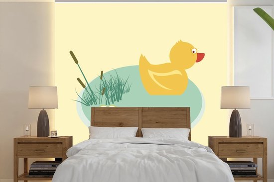 Behang - Fotobehang Eend - Kikker - Vijver - Breedte 300 cm x hoogte ...