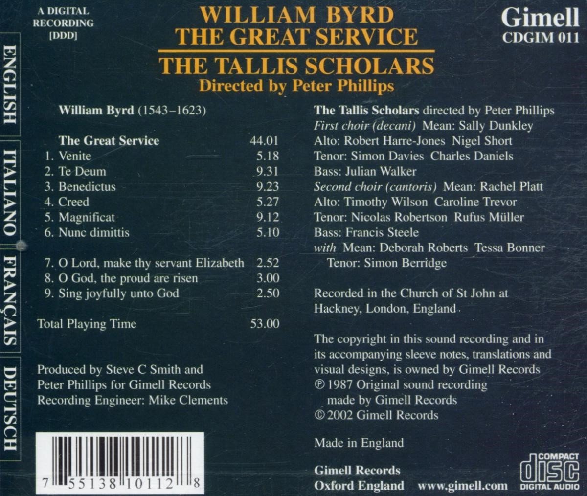 Peter Phillips & The Tallis Scholars - The Great Service (CD), Peter ...