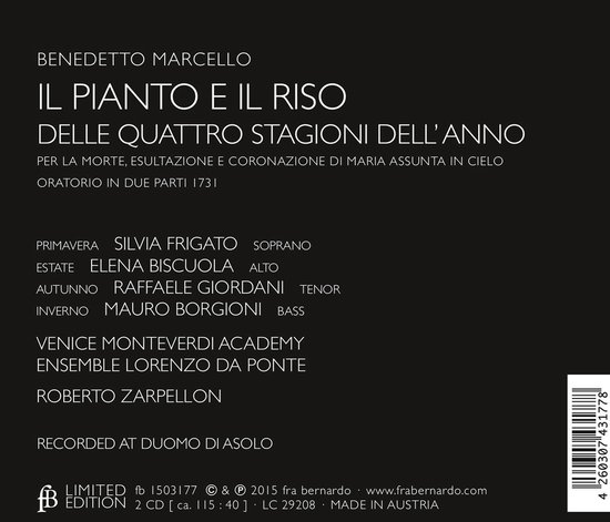 Ensemble Lorenzo Da Ponte - Il Pianto E Il Riso (2 CD), Ensemble ...