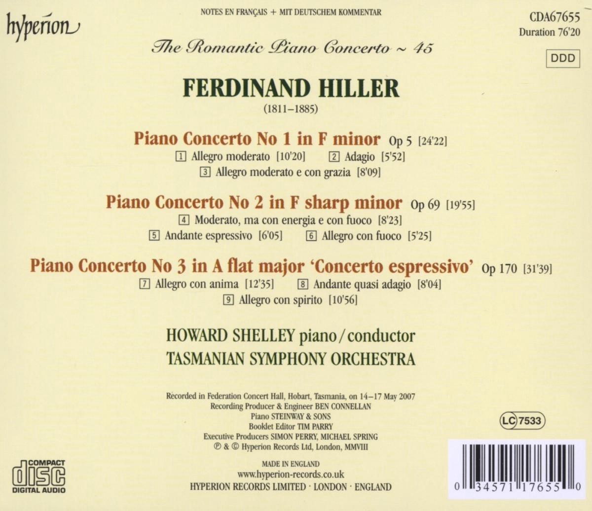 Tasmanian Symphony Orchestra, Howard Shelley - Hiller: Romantic Piano Concerto Vol 45... | bol