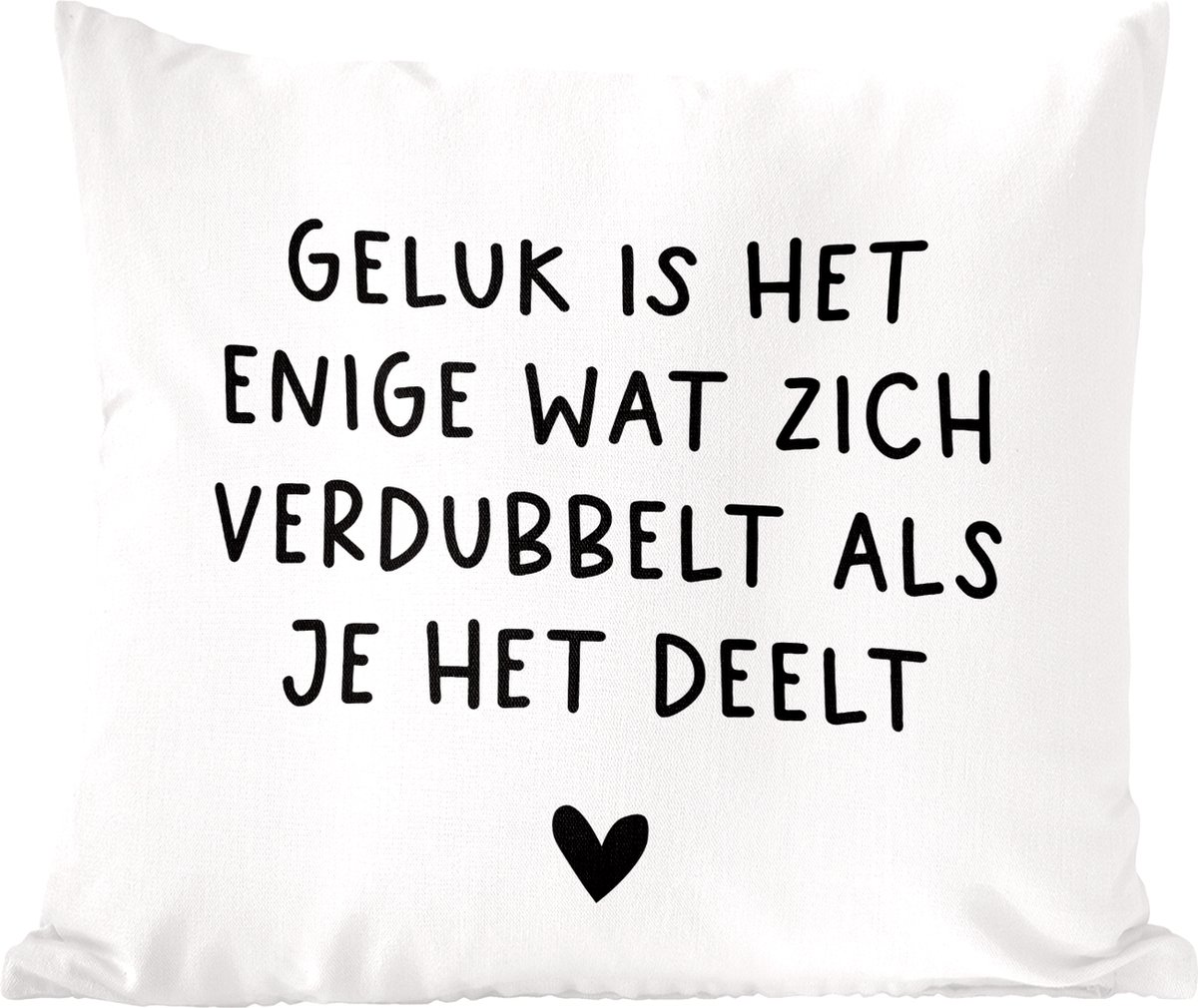 Sierkussen - Quotes Geluk Hartje Delen - Multicolor - 45 Cm X 45 Cm ...