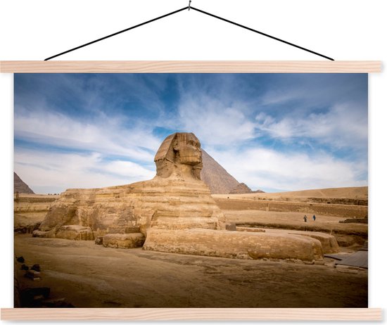 Schoolplaat - De Sfinx van Gizeh die voor de grote piramide van Giza in ...
