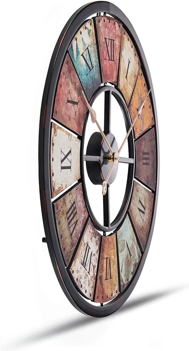 Kacho Vintage Metalen Wandklok 56 CM - XXL vintage antieke wandklok 56 ...