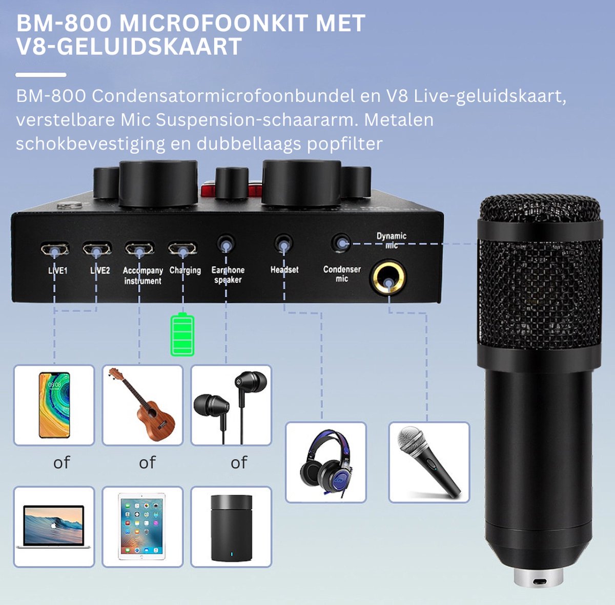 Microfoon Arm - Microfoon Arm Met Microfoon 12 In 1 - Gaming Microfoon ...