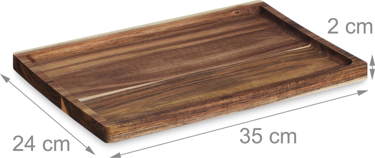 Relaxdays houten snijplank met rand - grote serveerplank - vleesplank ...